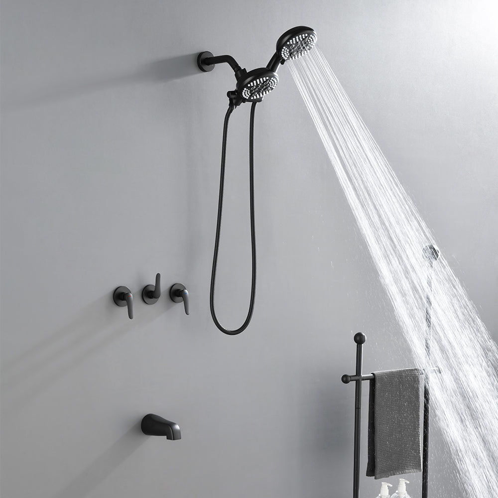 3 Handle Tub Shower Faucet Set Shower System with Tub Spout Bathtub Fa ...