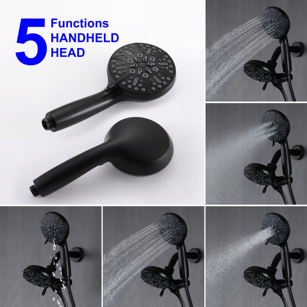 SHAMANDA Shower System Combo Set High Pressure 5-Function Dual 2 in 1