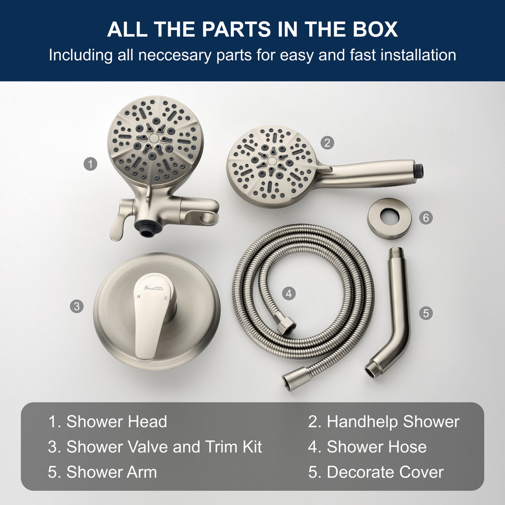 SHAMANDA Shower System Combo Set High Pressure 5-Function Dual 2 in 1
